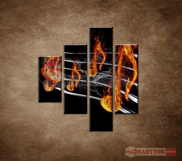 OBRAZ 4 DIELNY NOTY V PLAMEŇOCH 80X90CM - Obraz 4 dielny 80x90 cm ...