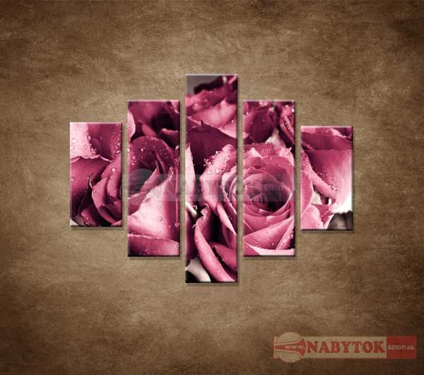 OBRAZ 5 DIELNY KYTICA RUŽÍ 100X80 CM - Obraz 5 dielny 100x80 cm KVETY ...